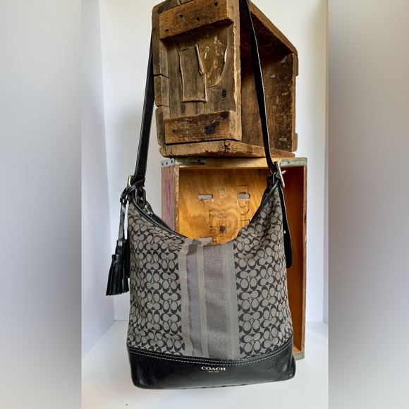 Coach | Bags | New Coach Legacy Black Gray Signature Stripe Jacquard ...